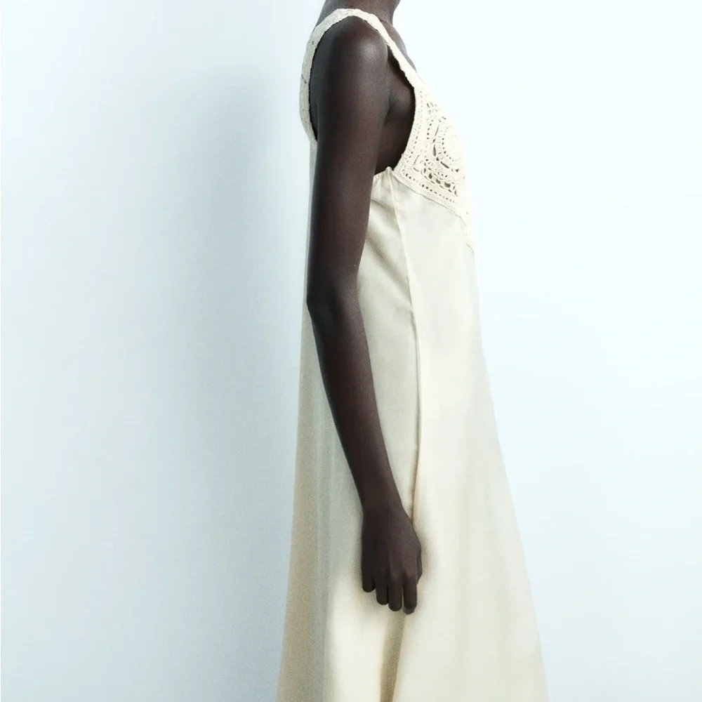 Zara | Dresses | Zara Limited Edition Combination Crochet Cotton Dress ...